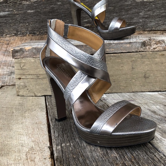 Coach | Shoes | Coach Brynn Silver Platform Sandals 85m Nwob | Poshmark